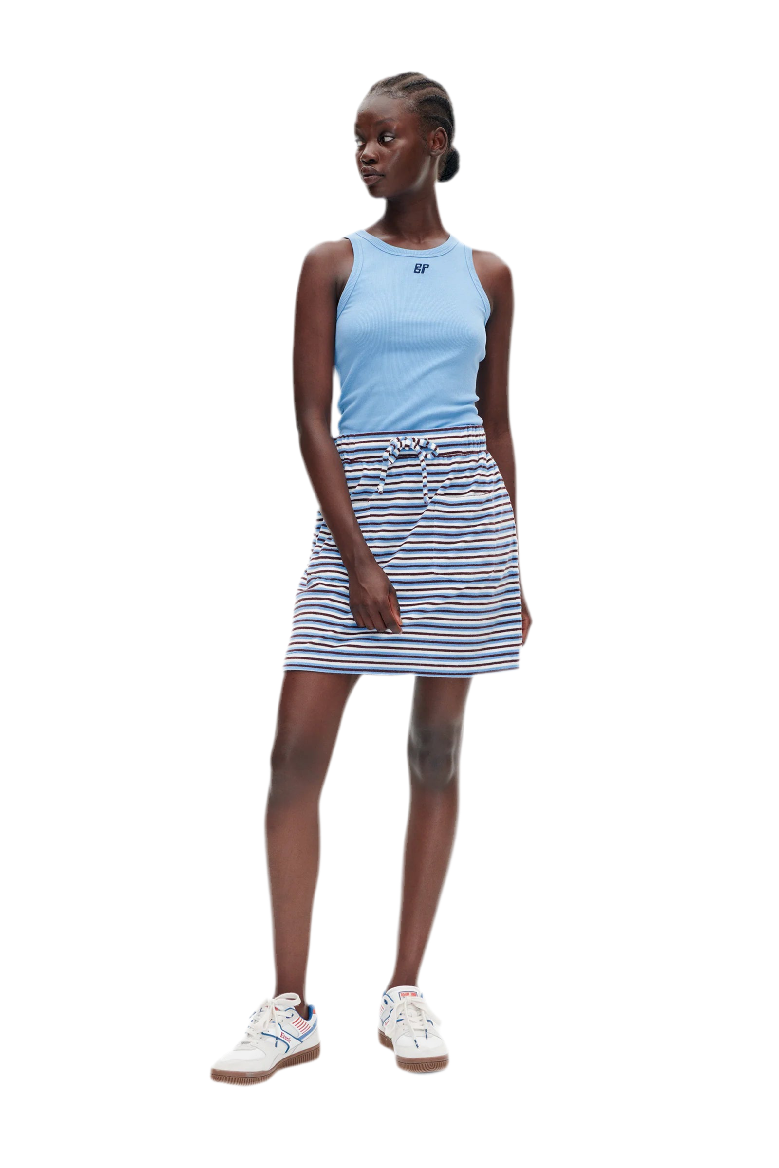 Javanna Terry Skirt- Wedgewood Stripe – Birdies of St Simons