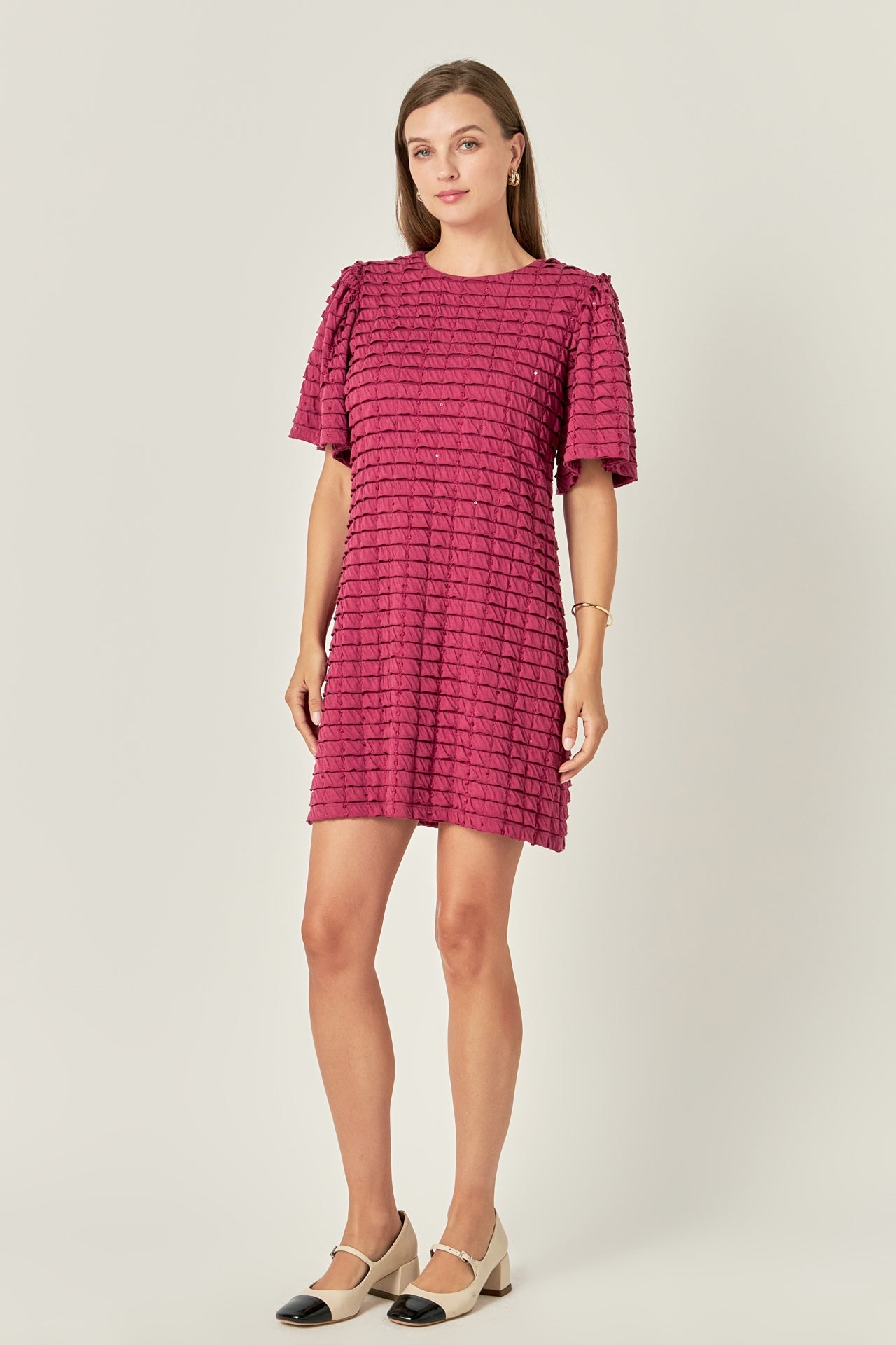Tiered Jersey Mini Dress- Berry – Birdies of St Simons
